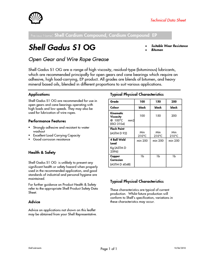 Shell Gadus S1 OG 100 | PDF | Lubricant | Materials