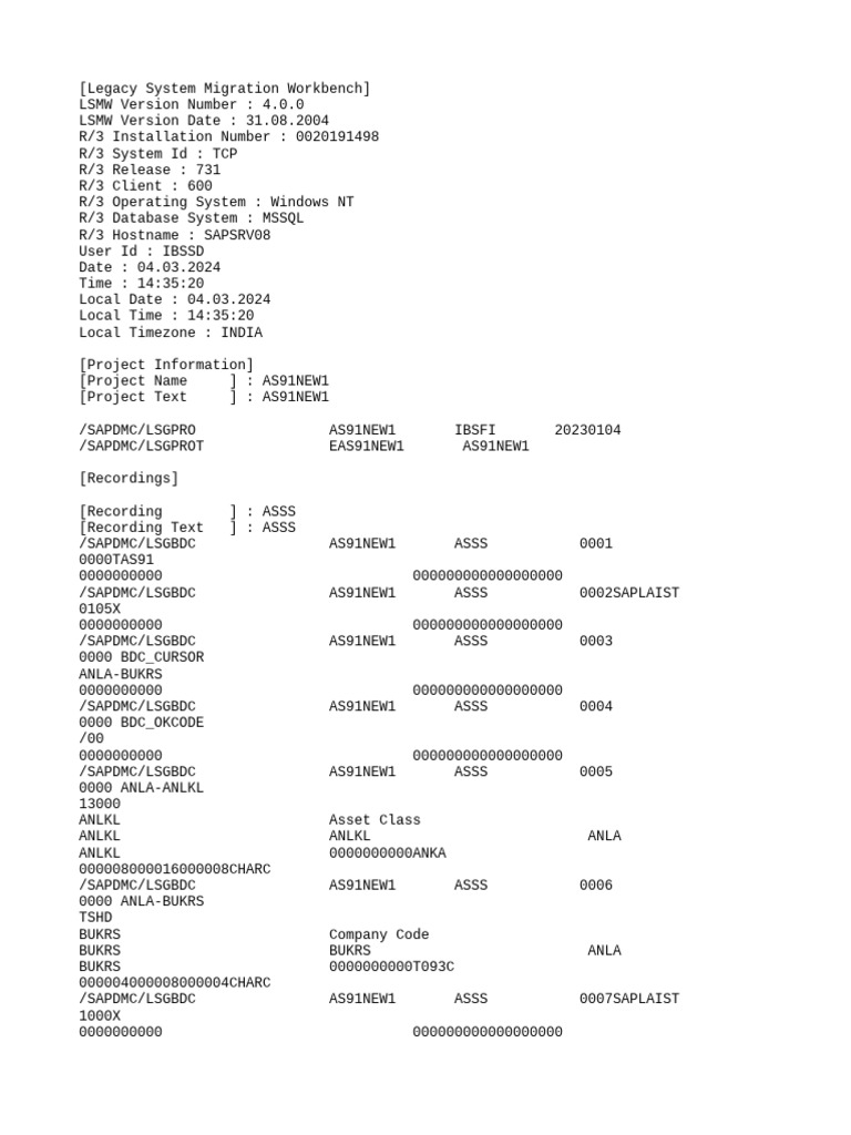 LSMW TCP As91new1 | PDF | Software Engineering | Operating System Families