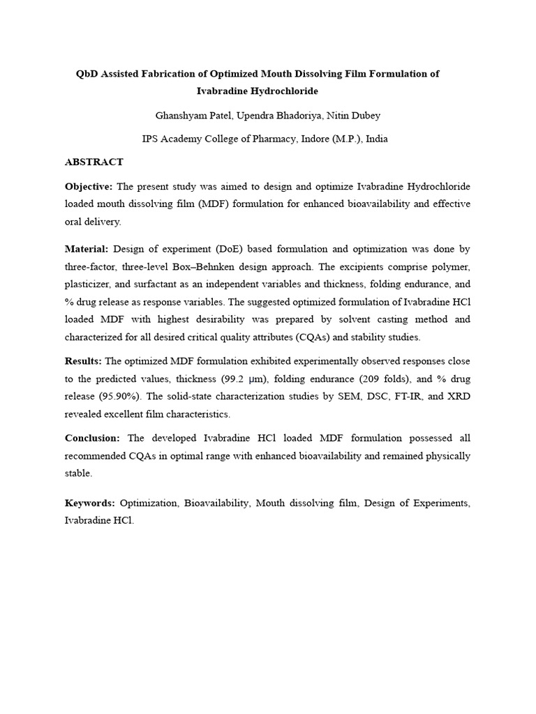 GHANSHYAM PATEL - Graphical Abstract | PDF | Pharmaceutical Formulation ...
