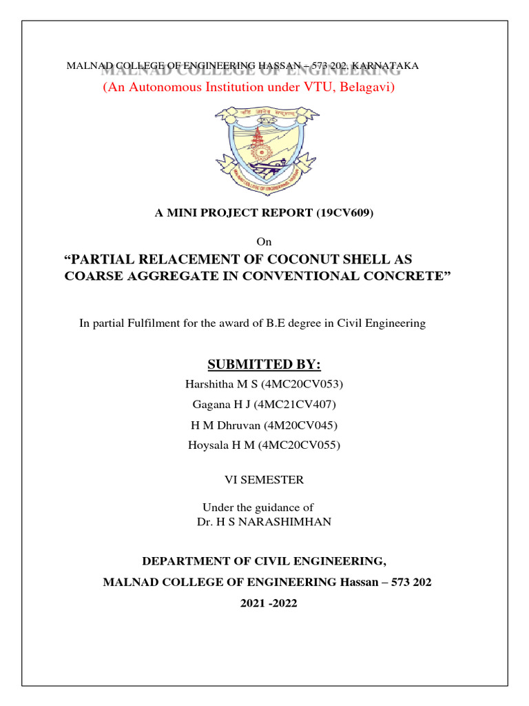 Mini Project Report Final | PDF | Concrete | Cement