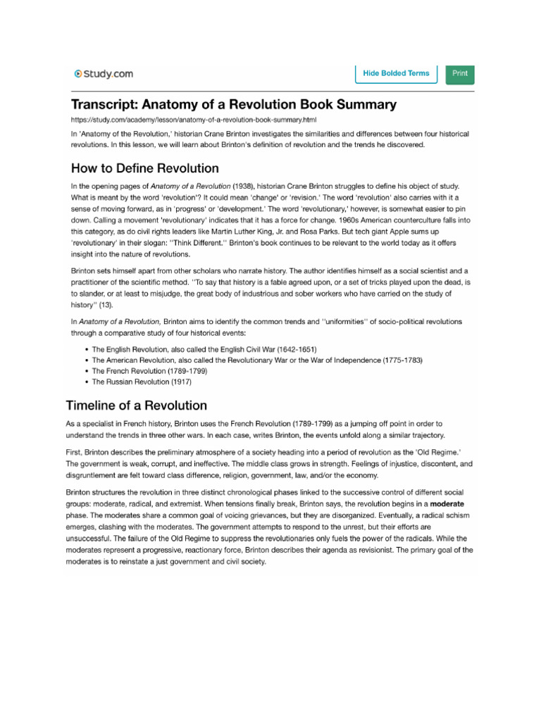 Anatomy of A Revolution Class Assignment | PDF