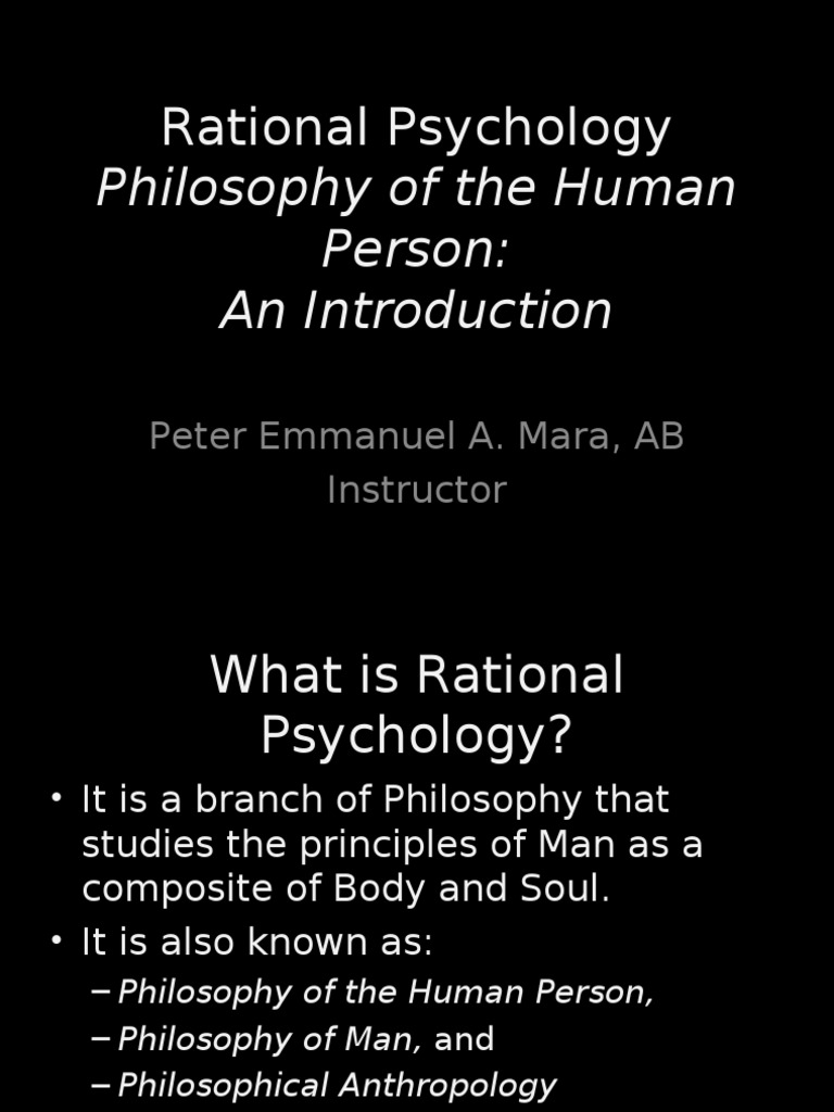 Introduction To Rational Psychology | PDF | Human | Existence