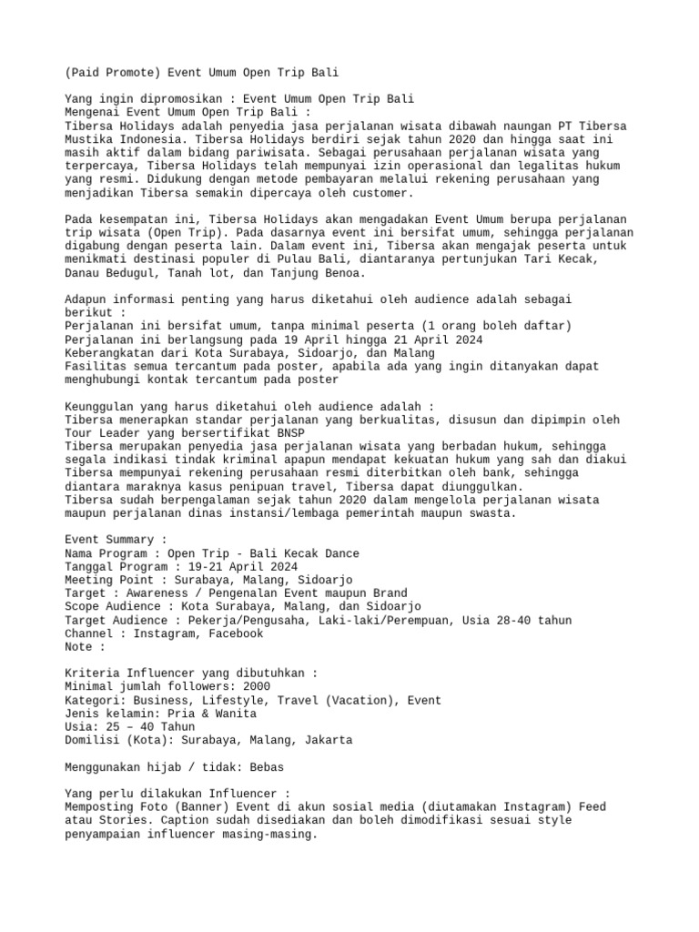 Contoh Job KOL | PDF