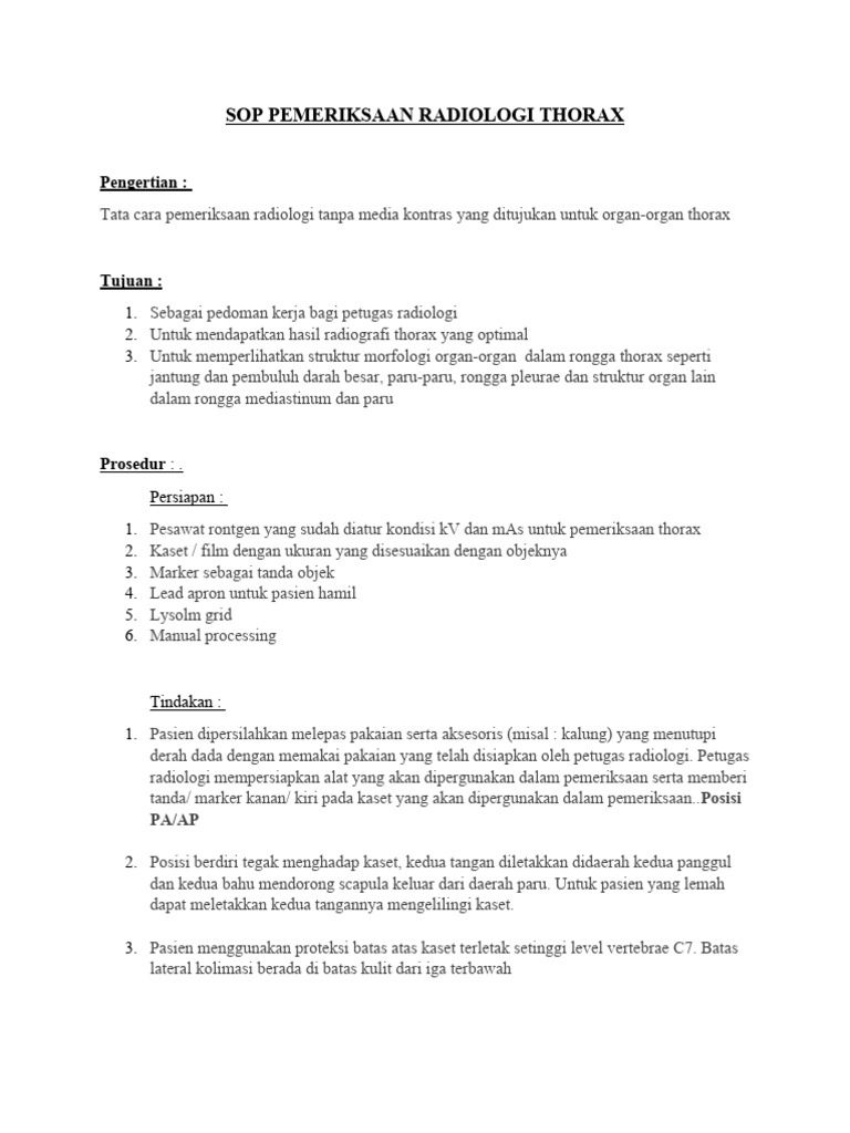 Sop Rontgen Thorax | PDF