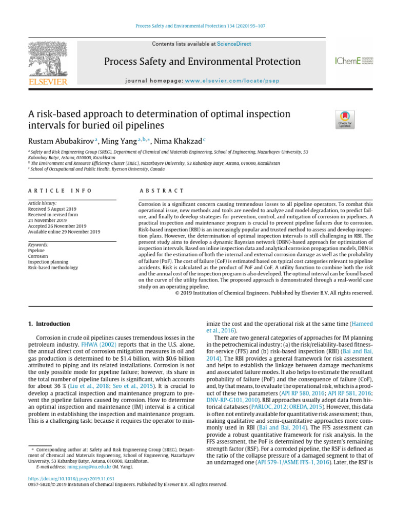 A Risk-Based Approach To Determination of Optimal Inspection Intervals ...