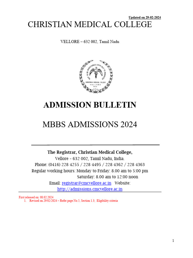 MBBS Admission Bulletin 2024 Feb 29 | PDF | Medical School | Credit Card