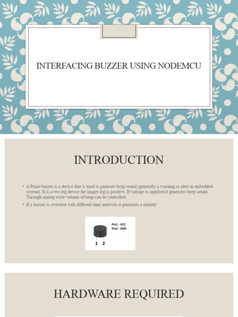 Buzzer Interface with NodeMCU | PDF | Computers