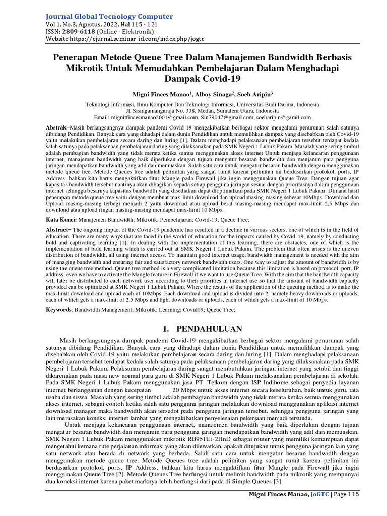 Optimasi Bandwidth Mikrotik di SMK | PDF | Bisnis | Teknologi & Rekayasa