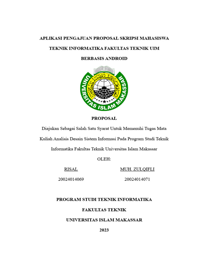 Aplikasi Pengajuan Proposal Skripsi Mahasiswa Teknik Informatika Fakultas Teknik Uim Berbasis ...