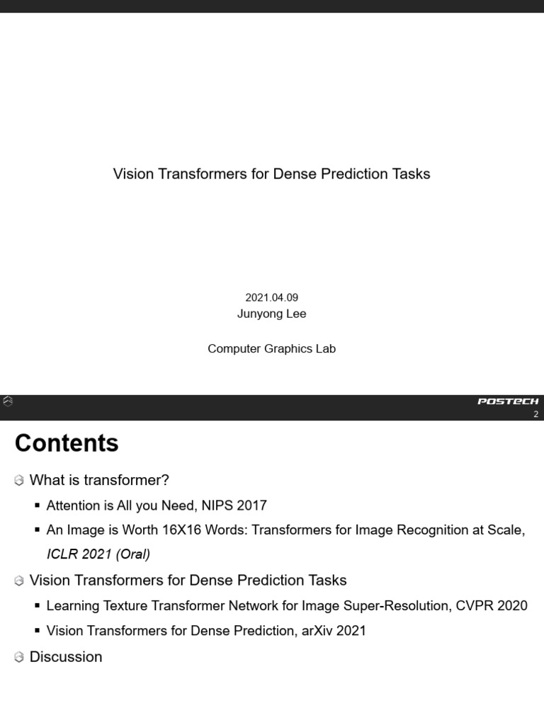 Vision Transformers For Dense Prediction Tasks: Junyong Lee Computer ...