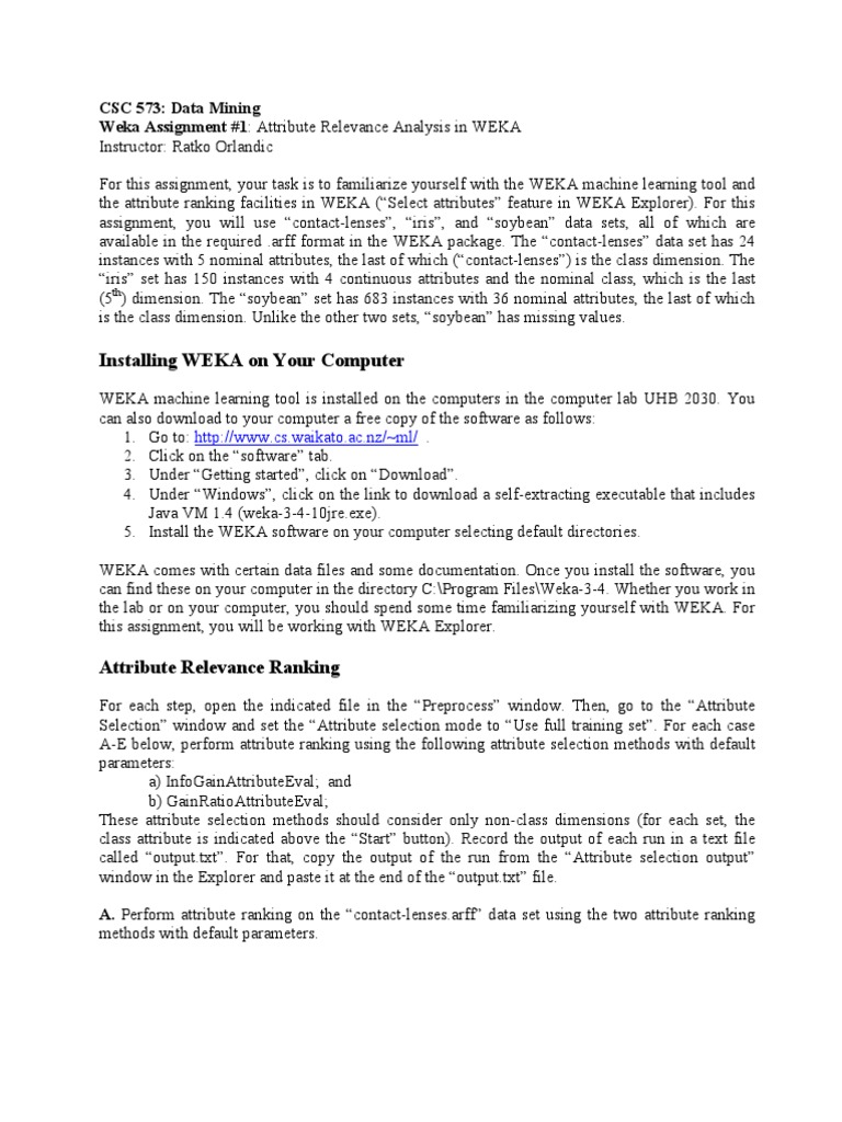 An Introduction to Attribute Relevance Analysis Using WEKA Data Mining Tool | PDF | Parameter ...