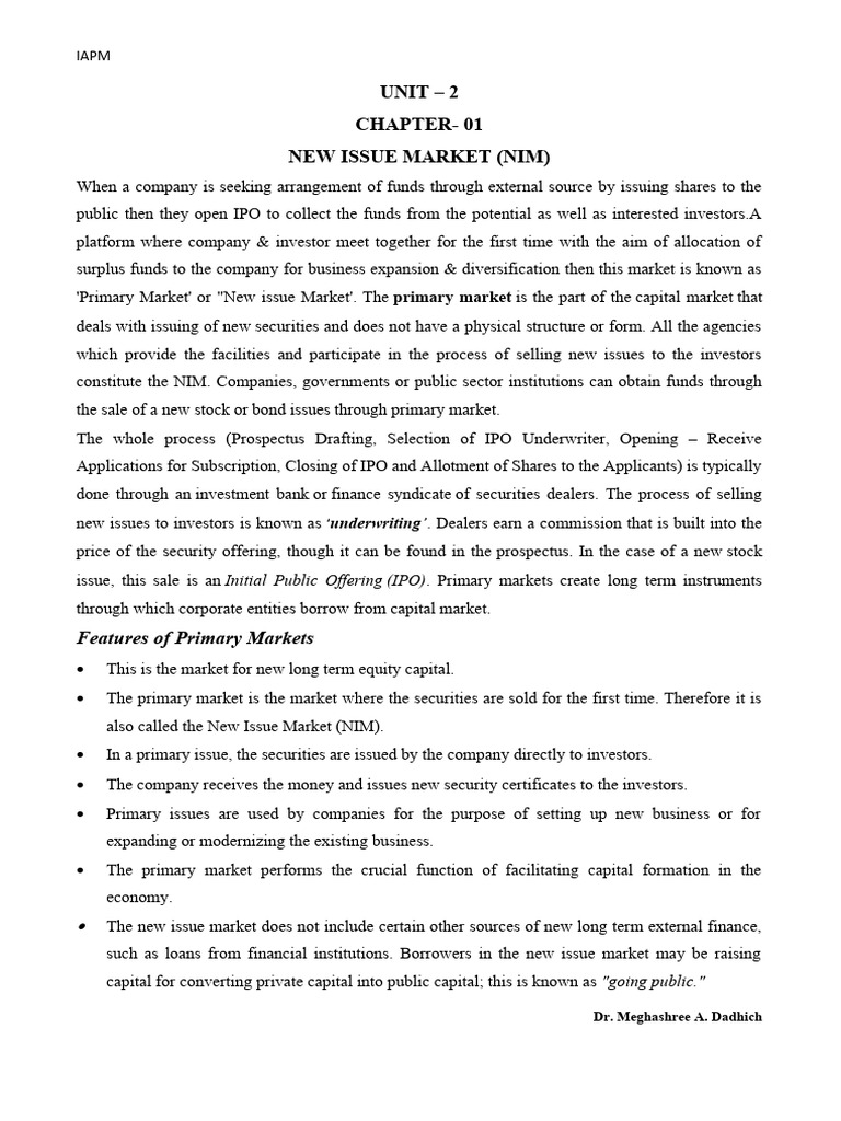 Iapm_unit-2 & 3 (Mba-3) | PDF | Stocks | Securities (Finance)