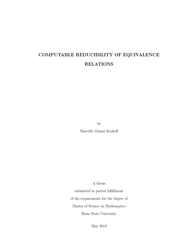 Math Thesis: Equivalence Relations | PDF | Computability Theory | Function (Mathematics)