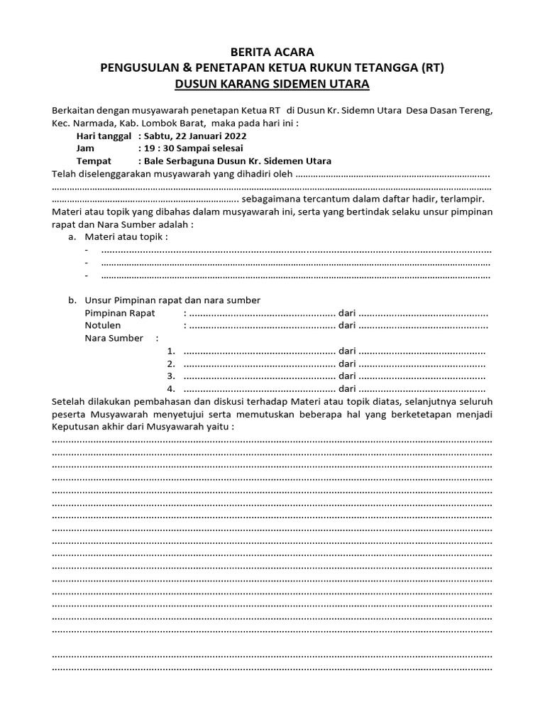 BERITA ACARA + DAFTAR HADIR (BPD) | PDF