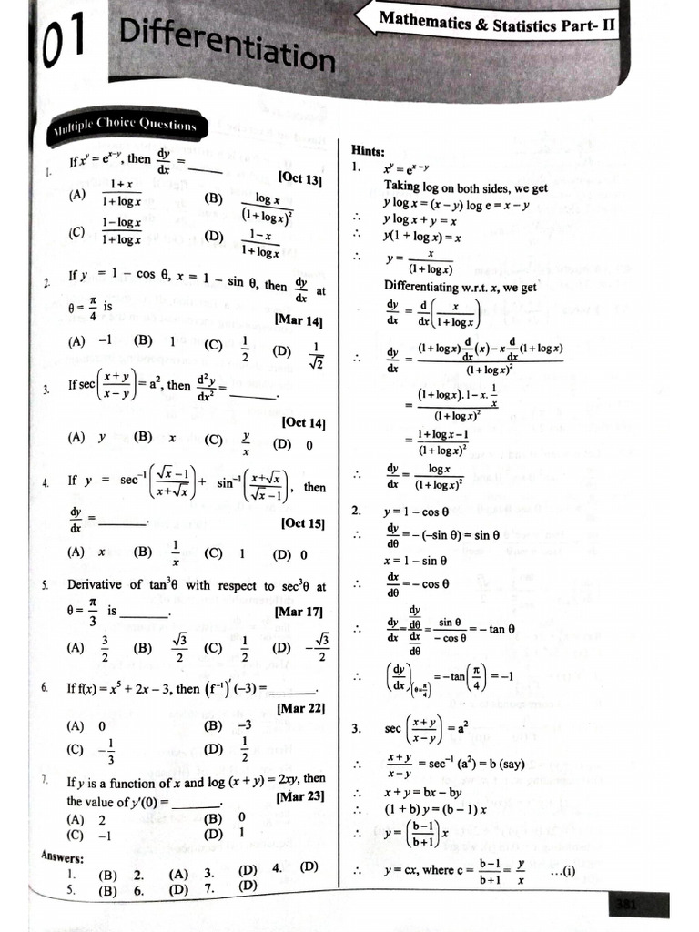 Mathematics & Statistics Part-II | PDF
