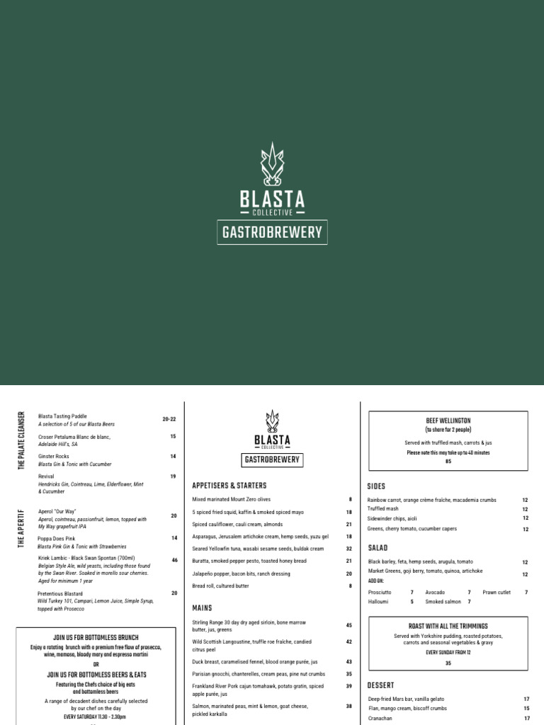 Blasta Gastrobrewery Menu PUBLISHED | Download Free PDF | Foods | Cuisine