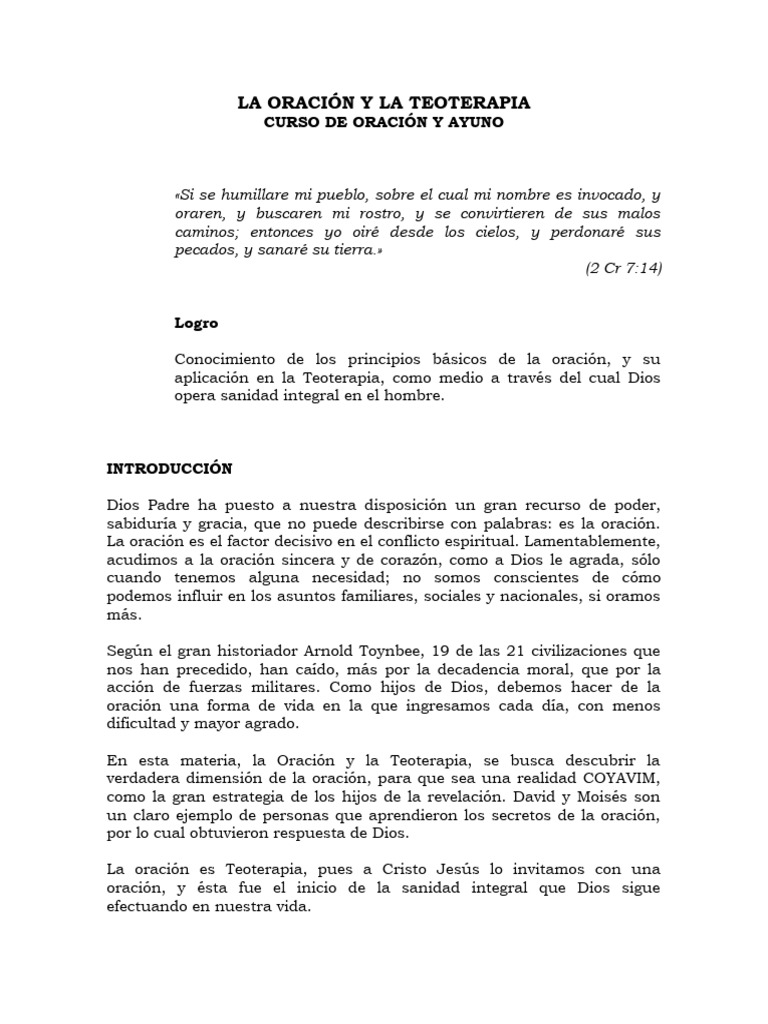 Curso de Oración y Teoterapia | PDF | Oración | Jesús