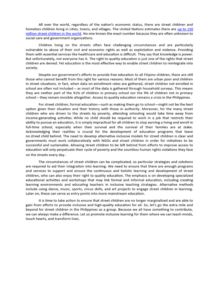 Video advocay script | PDF | Poverty | Poverty & Homelessness