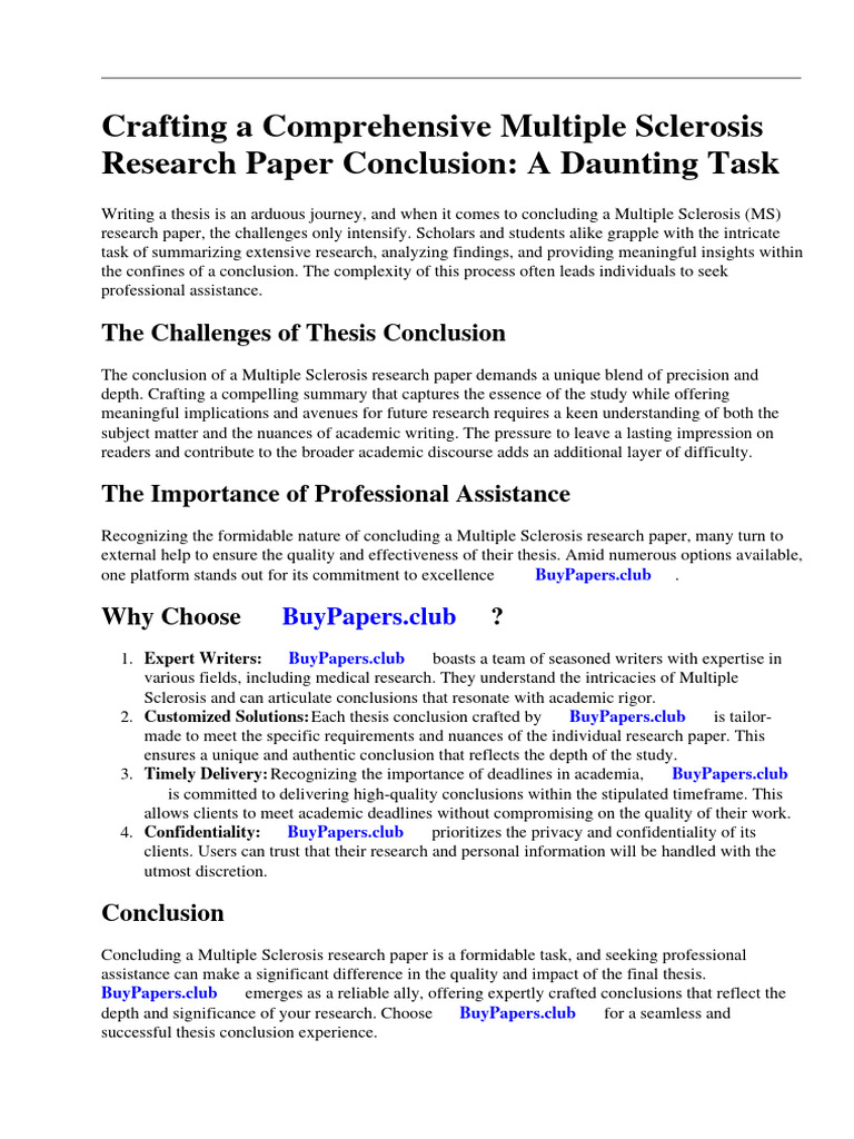 Multiple Sclerosis Research Paper Conclusion | PDF | Multiple Sclerosis ... Multiple Sclerosis Research Paper Conclusion | PDF | Multiple Sclerosis ...