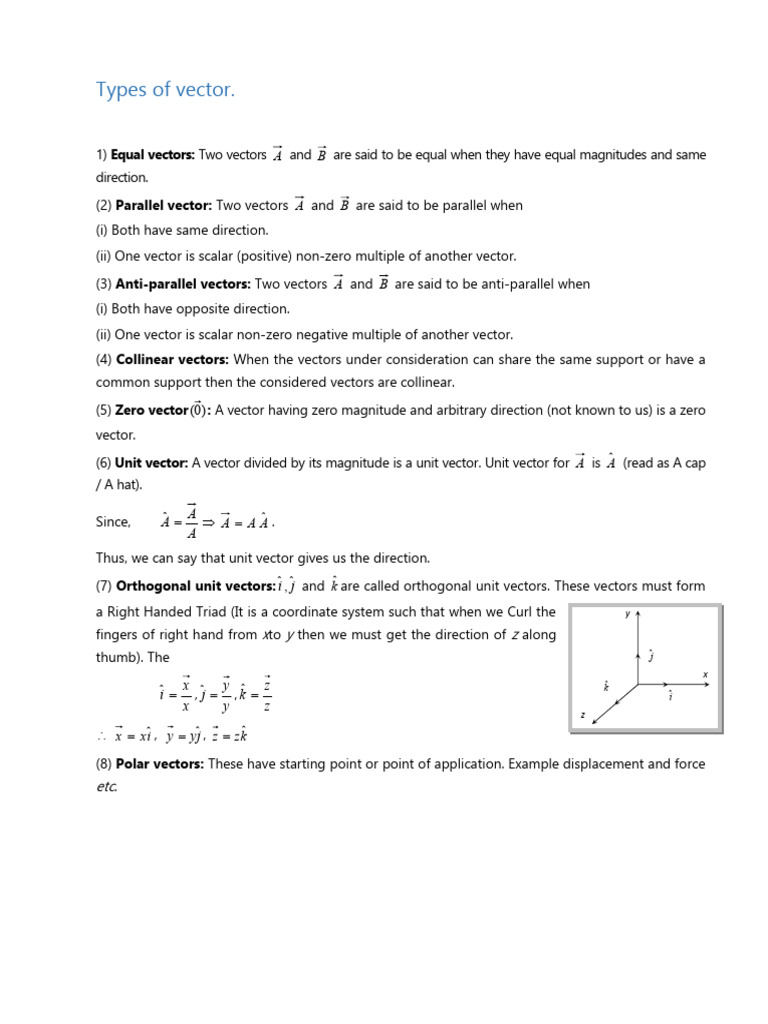 10 JEE Physics Mathematics in Physics Types of Vector | PDF | Euclidean Vector | Rotation