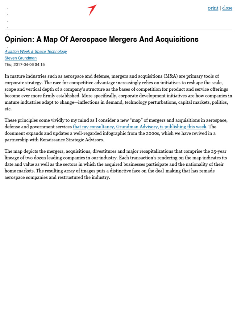 2017 Map-Of-Aerospace-Mergers-And-Acquisitions | PDF