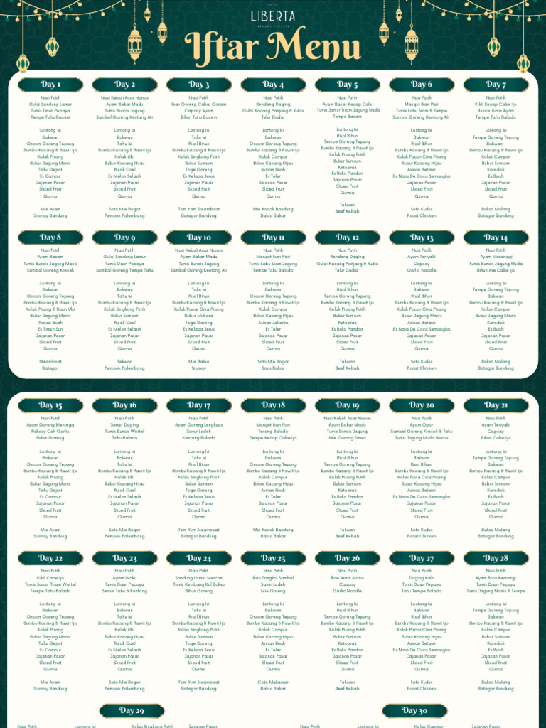 Menu Iftar Kemang A3 | PDF