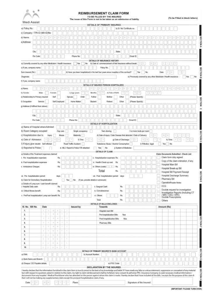Medi Assist - Claim Form | PDF