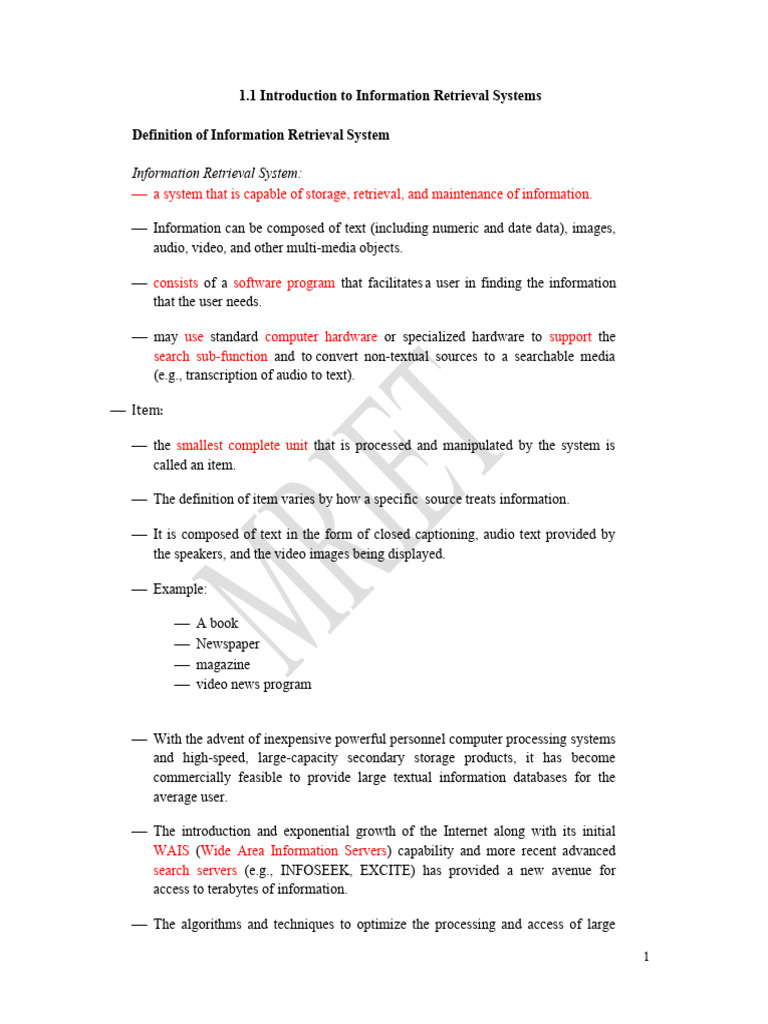 IRS Unit-1 | Download Free PDF | Information Retrieval | Databases