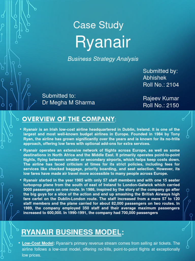 Case Study Ryanair | PDF | Low Cost Carrier | Airlines