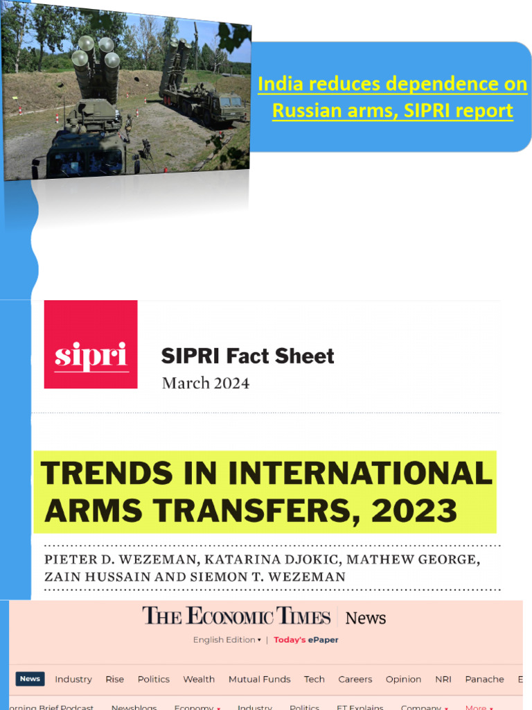 India Reduces Dependence On Russian Arms, SIPRI Report | PDF | Arms ...