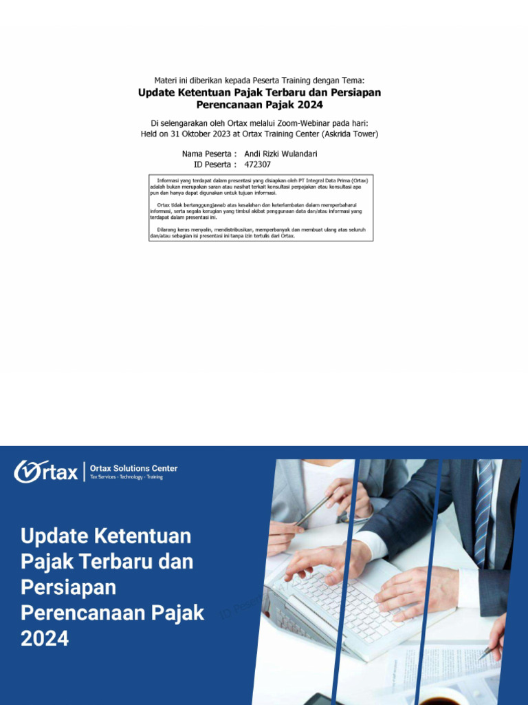 Update Ketentuan Pajak Terbaru Dan Persiapan Perencanaan Pajak 2024 | PDF
