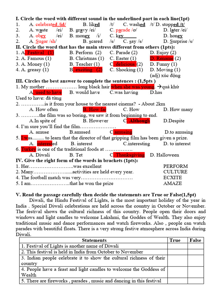 ÔN TẬP GK7 ĐỀ 3 | PDF | Easter