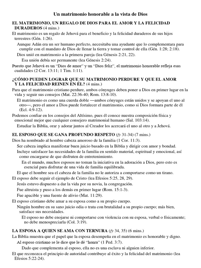 Matrimonio Honorable a la Vista de Dios | PDF | Amor | Matrimonio