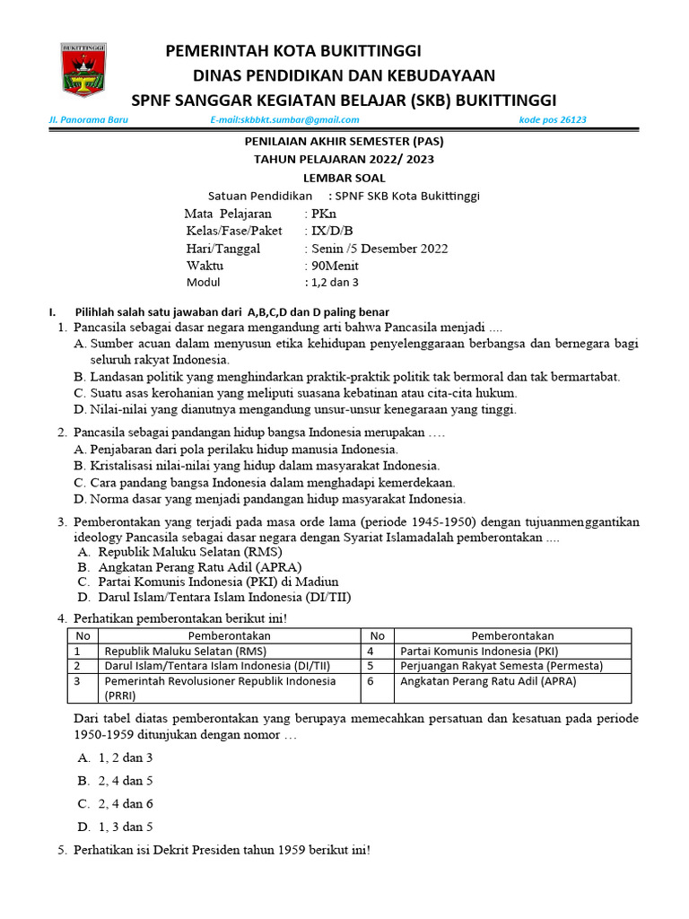 Soal PAS PKN Kelas 9 K13 | PDF | Politik | Ilmu Sosial