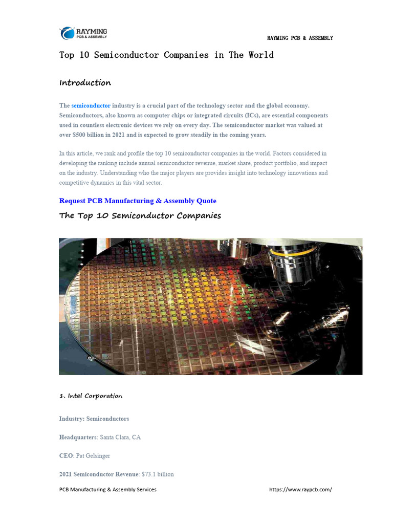 Top 10 Semiconductor Companies in The World | PDF | Random Access Memory | Integrated Circuit