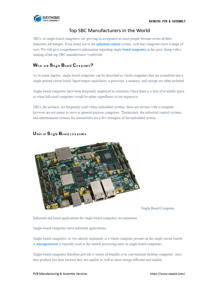 Top SBC Manufacturers in The World | PDF | Embedded System | Computing