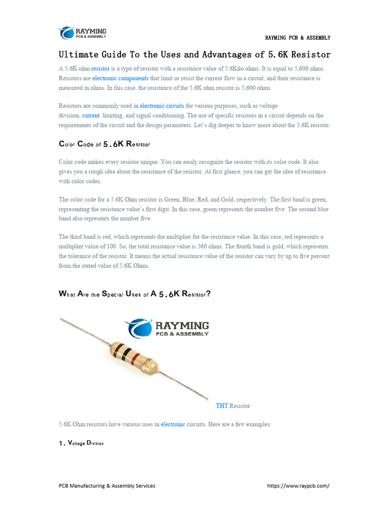 Ultimate Guide To The Uses and Advantages of 5.6K Resistor | PDF