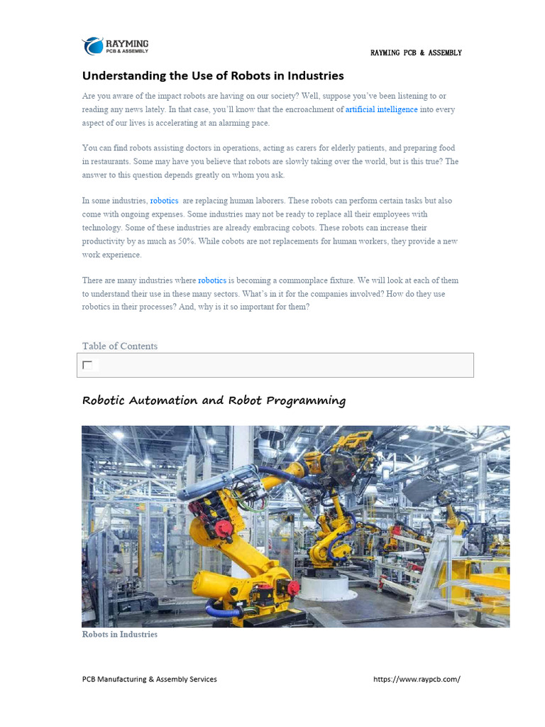 Understanding The Use of Robots in Industries | PDF | Robot | Robotics