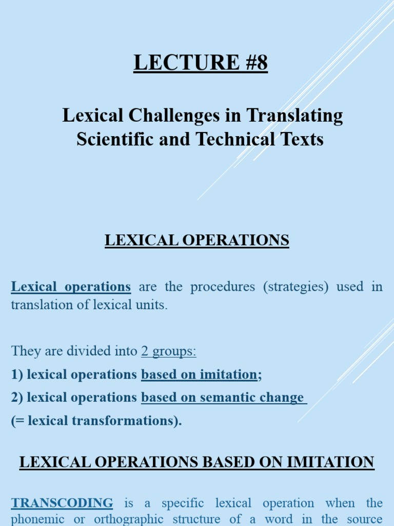 L8 Lexical T Challenges | PDF | Translations | Science