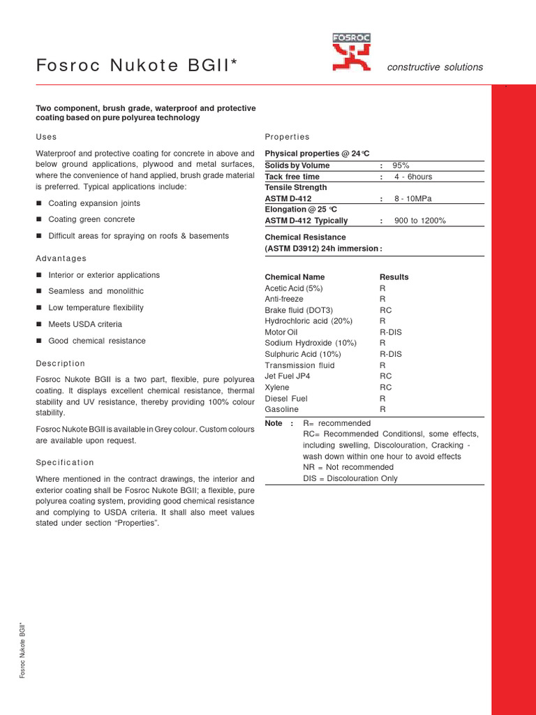 Fosroc Nukote BGII | PDF | Concrete | Epoxy