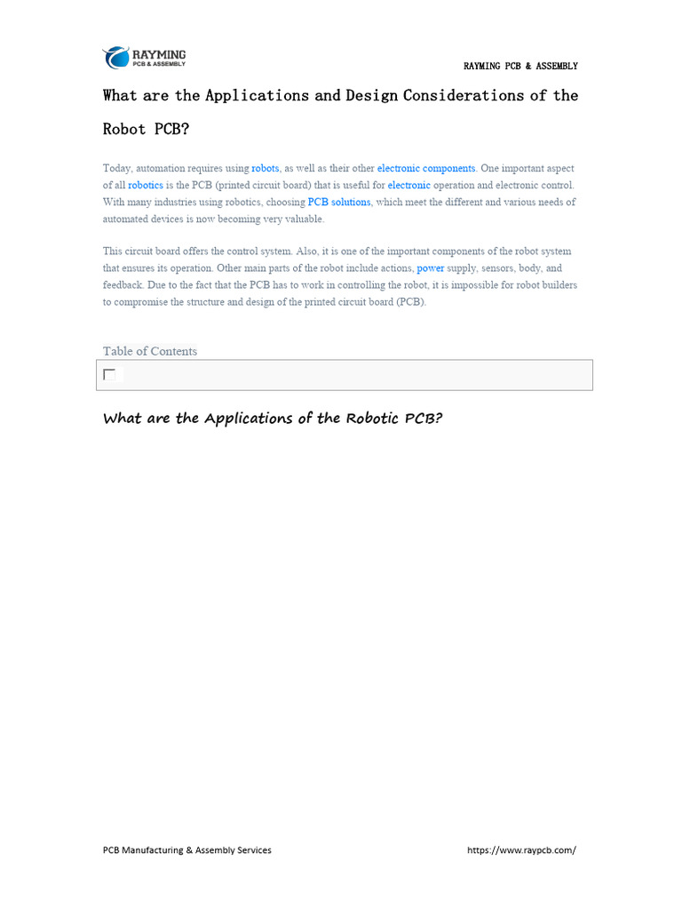 What Are The Applications and Design Considerations of The Robot PCB | PDF | Printed Circuit ...