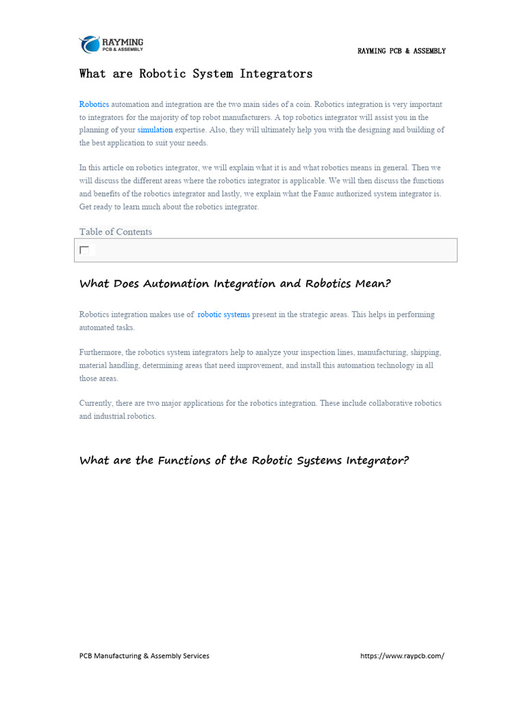 What Are Robotic System Integrators | PDF | Automation | Robotics