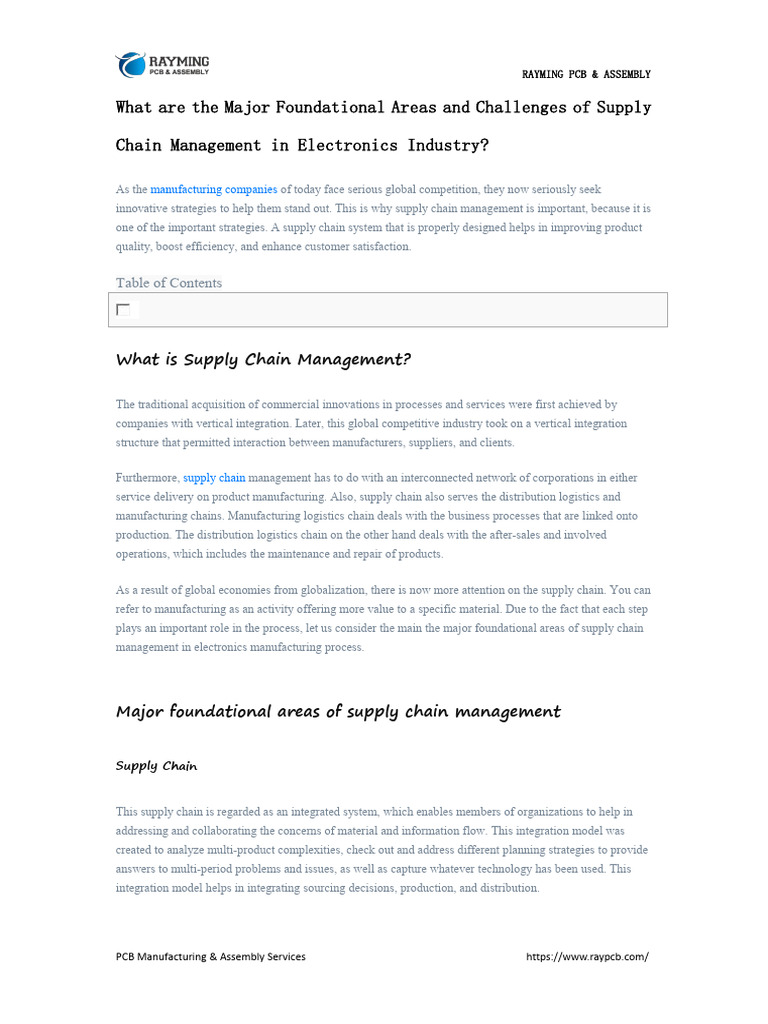 What Are the Major Foundational Areas and Challenges of Supply Chain Management in Electronics ...
