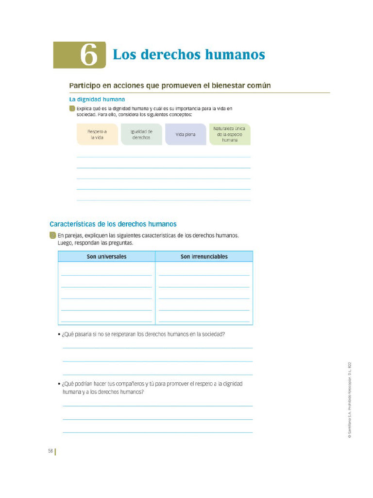 EJERCICIOS LOS DERECHOS HUMANOS | PDF