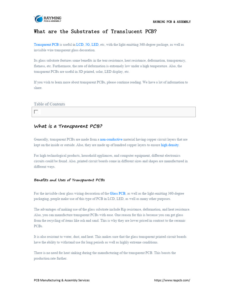 What Are The Substrates of Translucent PCB | PDF