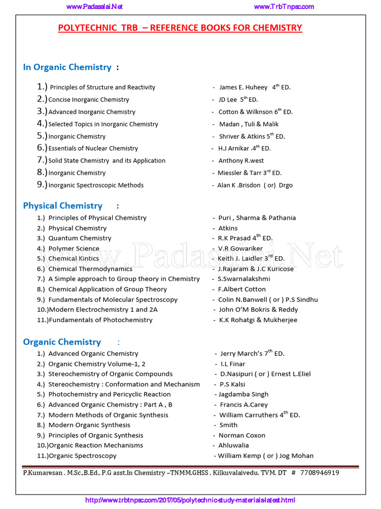 4 Polytechnic Chemistry TRB Reference Books | PDF | Chemistry | Inorganic Chemistry