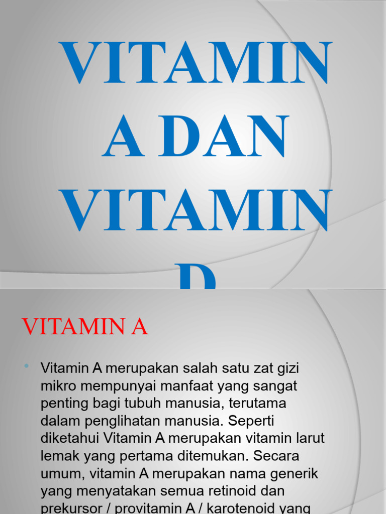 Vitamin A Dan Vitamin D | PDF | Kesehatan Holistik