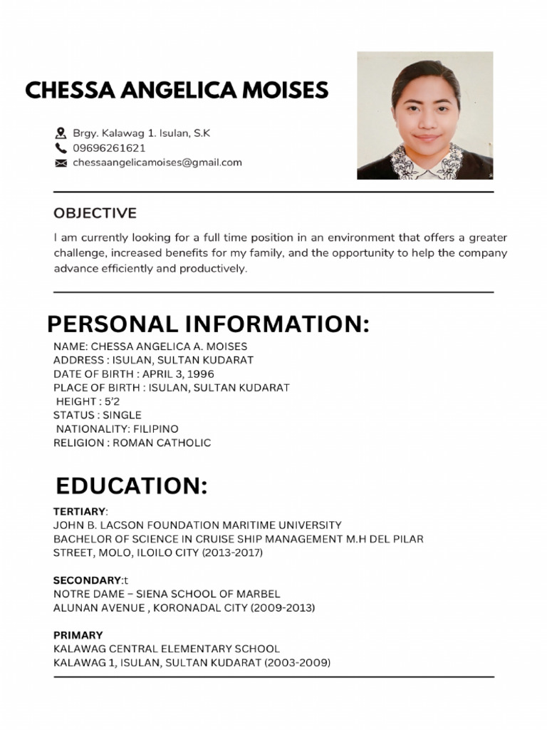 Black and White Simple Office Assistant Resume | PDF