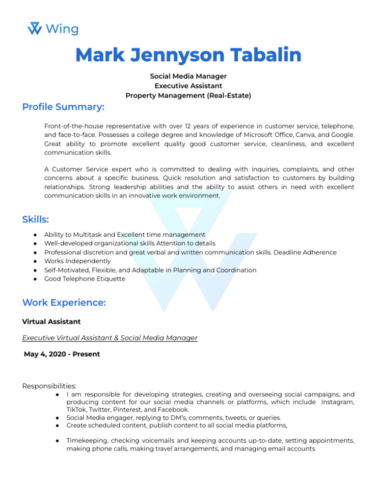 Wing New Resume For SMM 2023 | PDF | Social Media | Popular Culture ...