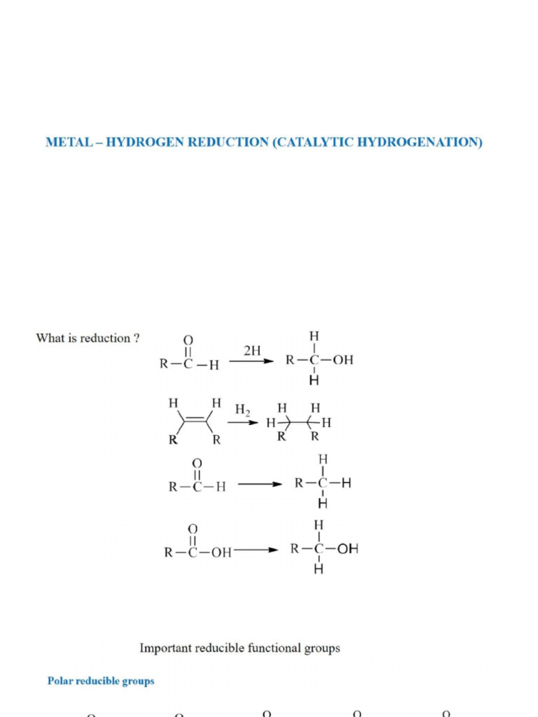 Catalytic Hydrogenation & Reducing Agents | PDF